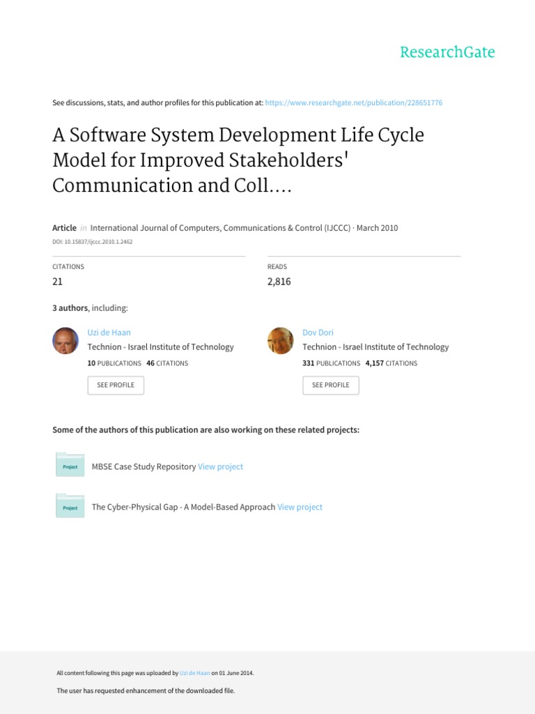 A Software System Development Life Cycle Model For | PDF | Software ...
