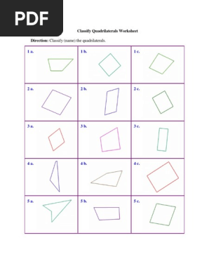 Classify Quadrilaterals Worksheet Math Game: Quadrilaterals
