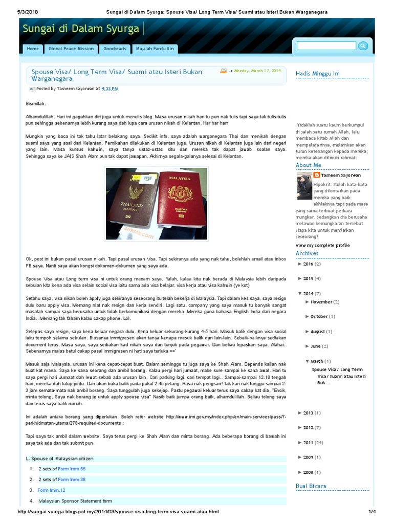 Long Term Visa Suami Atau Isteri Bukan Warganegara | PDF