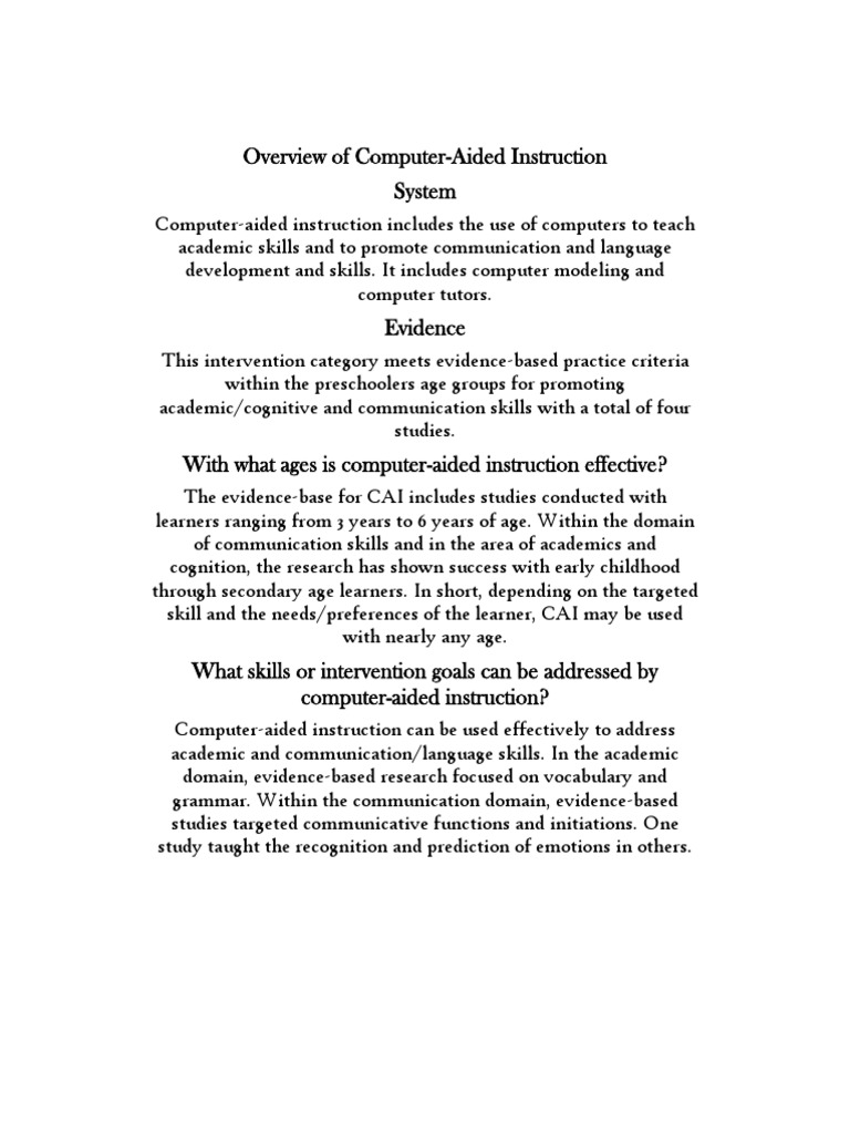 Overview of Computer-Aided Instruction System | PDF