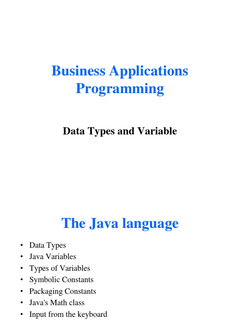 BAP - Lec2Data Types and Variable | PDF | Data Type | Method (Computer ...
