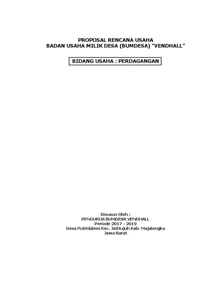 Proposal Rencana Usaha BUMDES | PDF