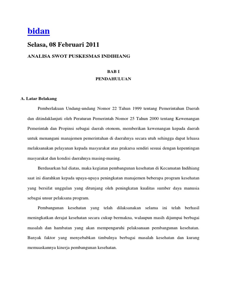 Contoh Analisa Swot PKM | PDF