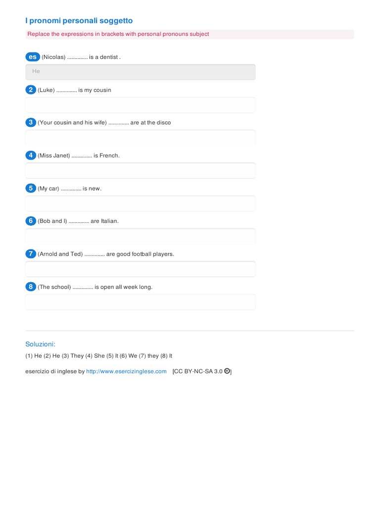 2 - 1 I Pronomi Personali Soggetto | PDF