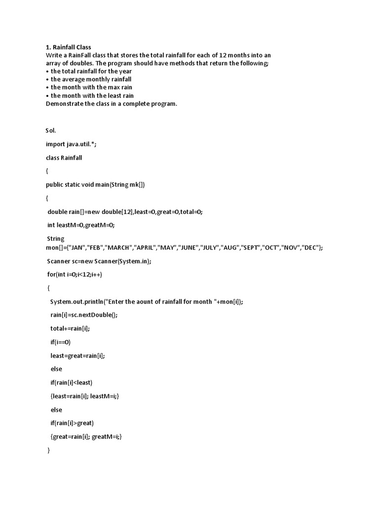 Java Rainfall and Payroll Classes | PDF | Array Data Structure | Payroll