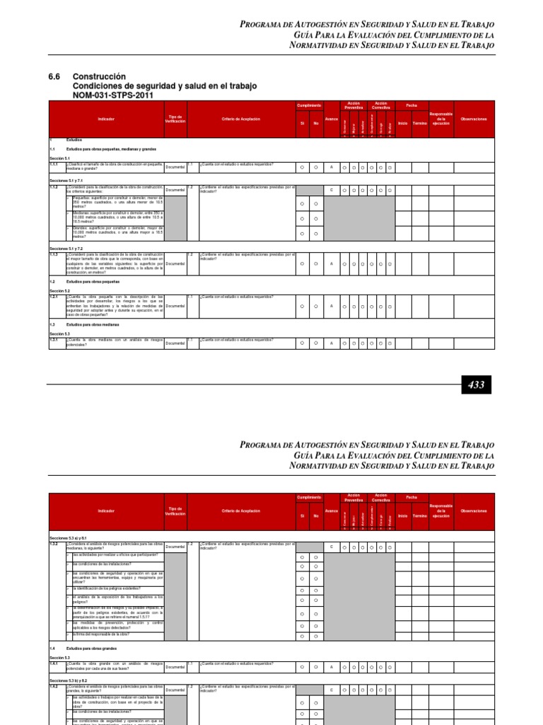 Guía Para La Evaluacion Del Cumplimiento de NOM-031-STPS-2011 ...
