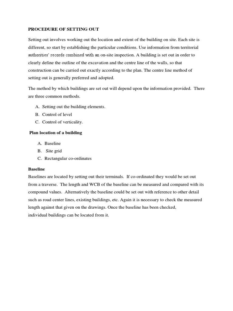 Procedure of Setting Out | PDF | Measurement | Teaching Mathematics
