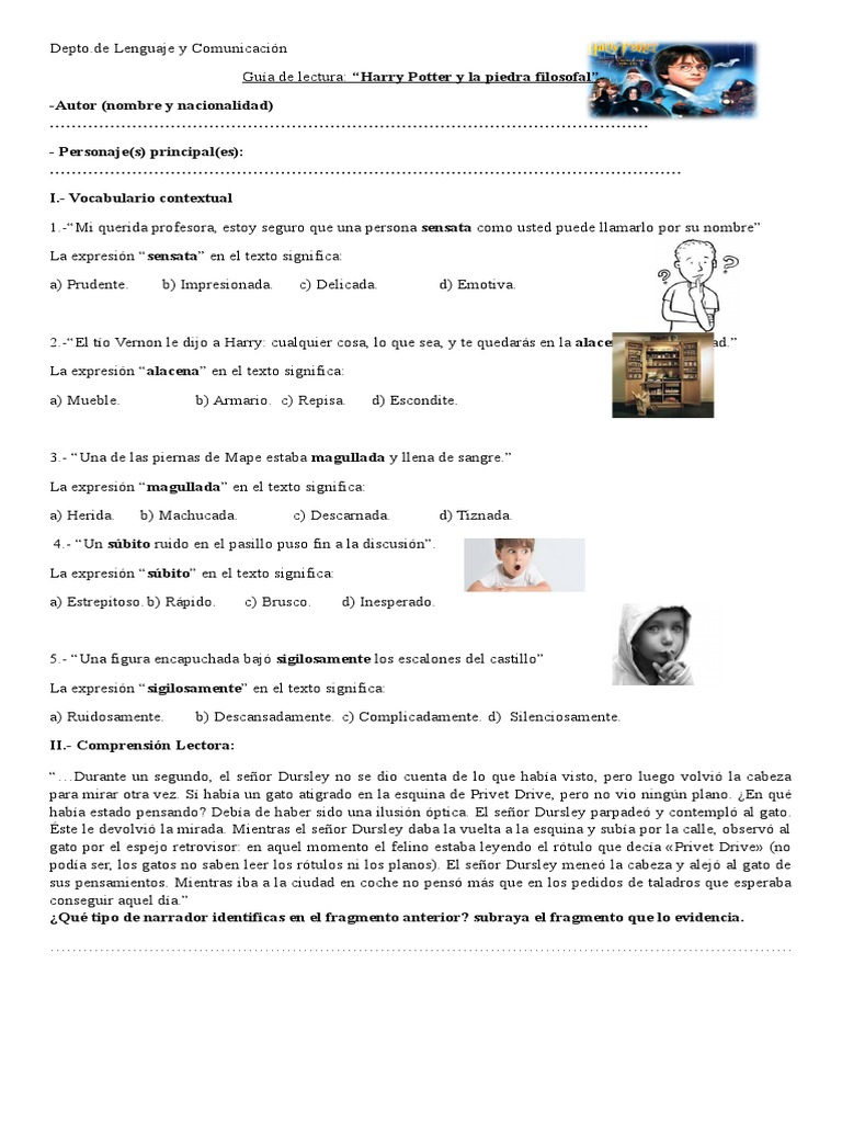 Guía de lectura: Harry Potter I | PDF