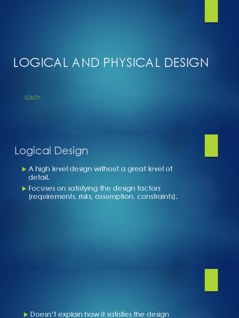 Logical and Physical Design | PDF
