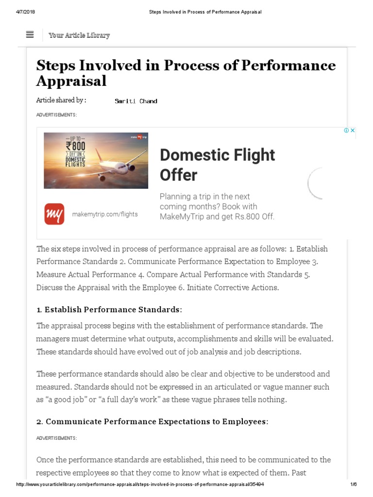 Steps Involved in Process of Performance Appraisal | PDF | Performance ...