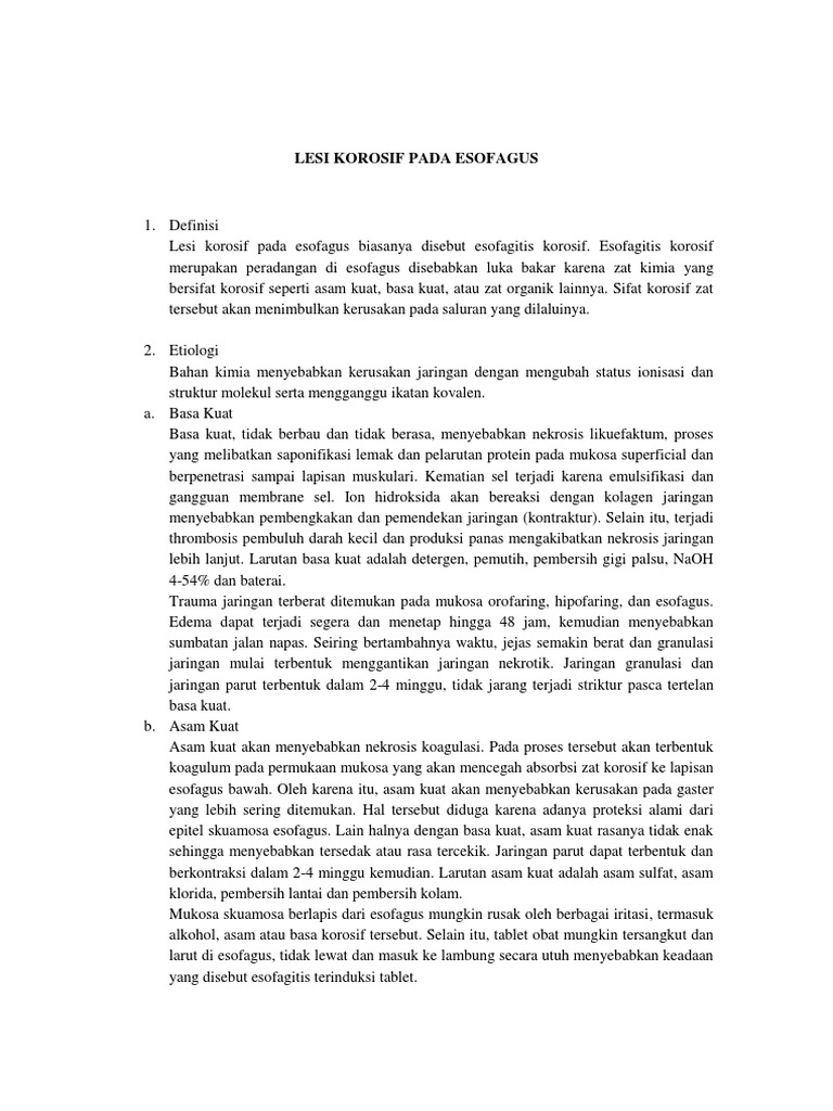 Lesi Korosif pada Esofagus: Penyebab dan Penanganan | PDF | Kesehatan Holistik