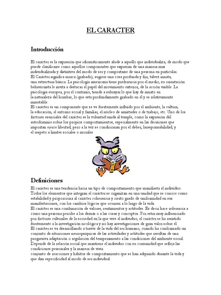 El Caracter | PDF | Comportamiento | Las emociones