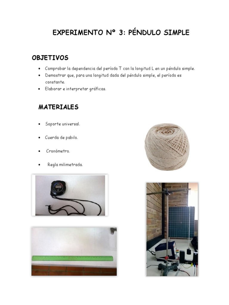 Experimento #3: Péndulo Simple: Objetivos | PDF | Péndulo | Medición