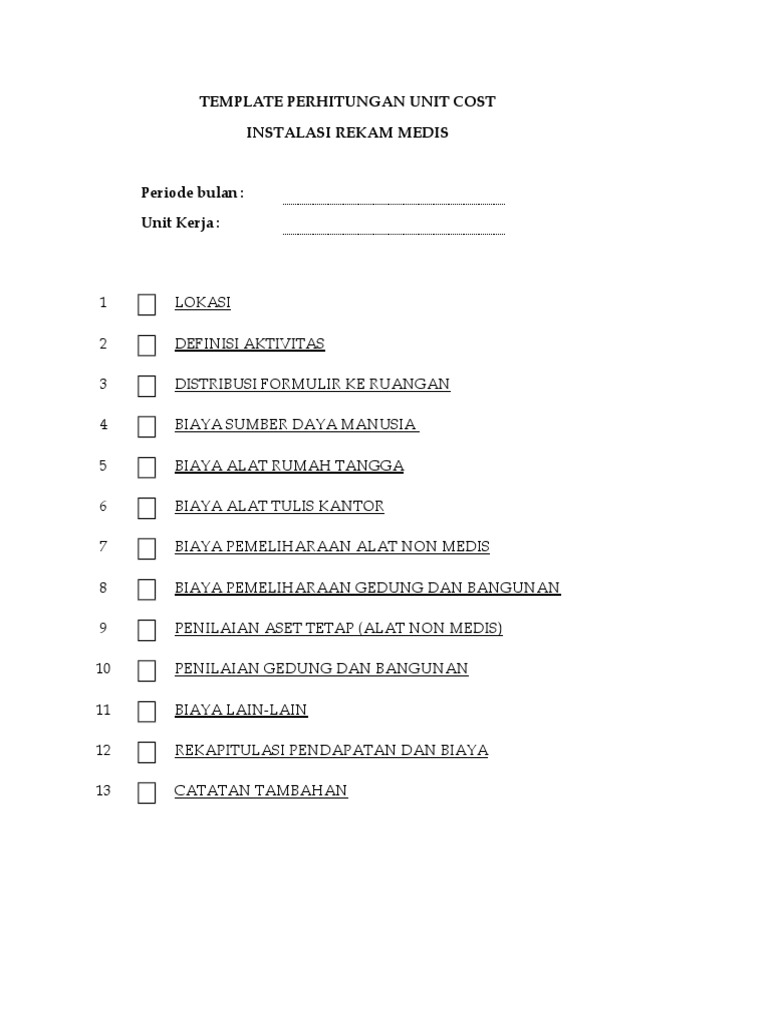Template Unit Rekam Medis (FORMULIR) | PDF