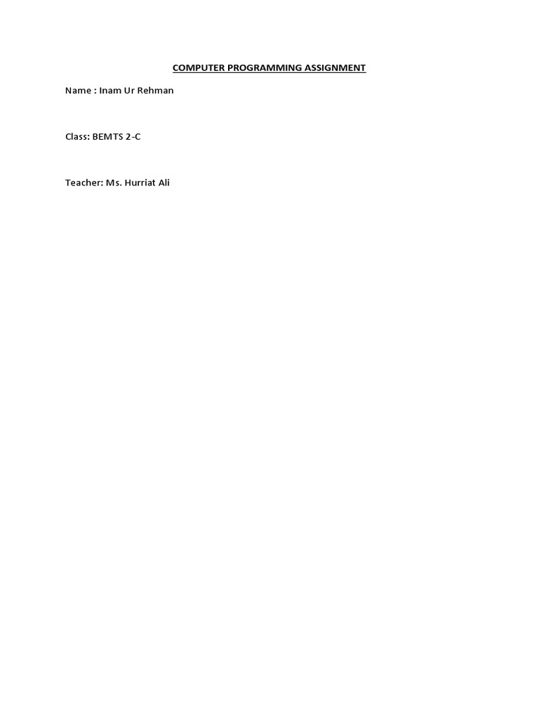 Computer Programming Assignment | PDF