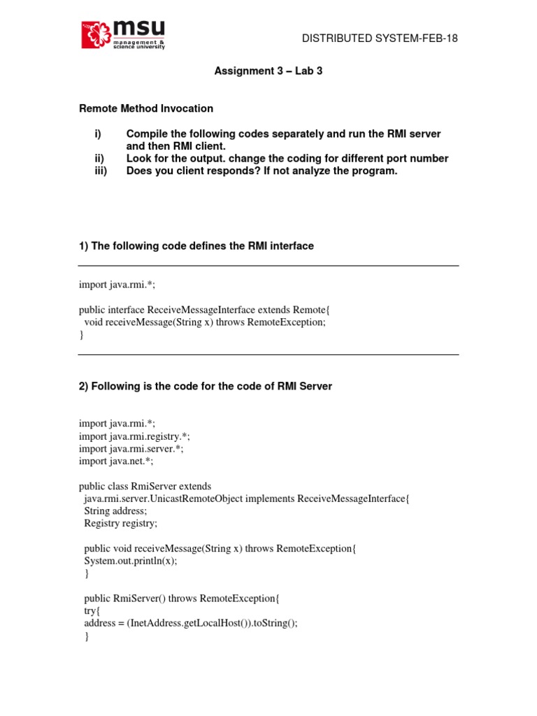LAb Assignment 3 FEB-2018 | PDF | Java (Programming Language) | Network ...