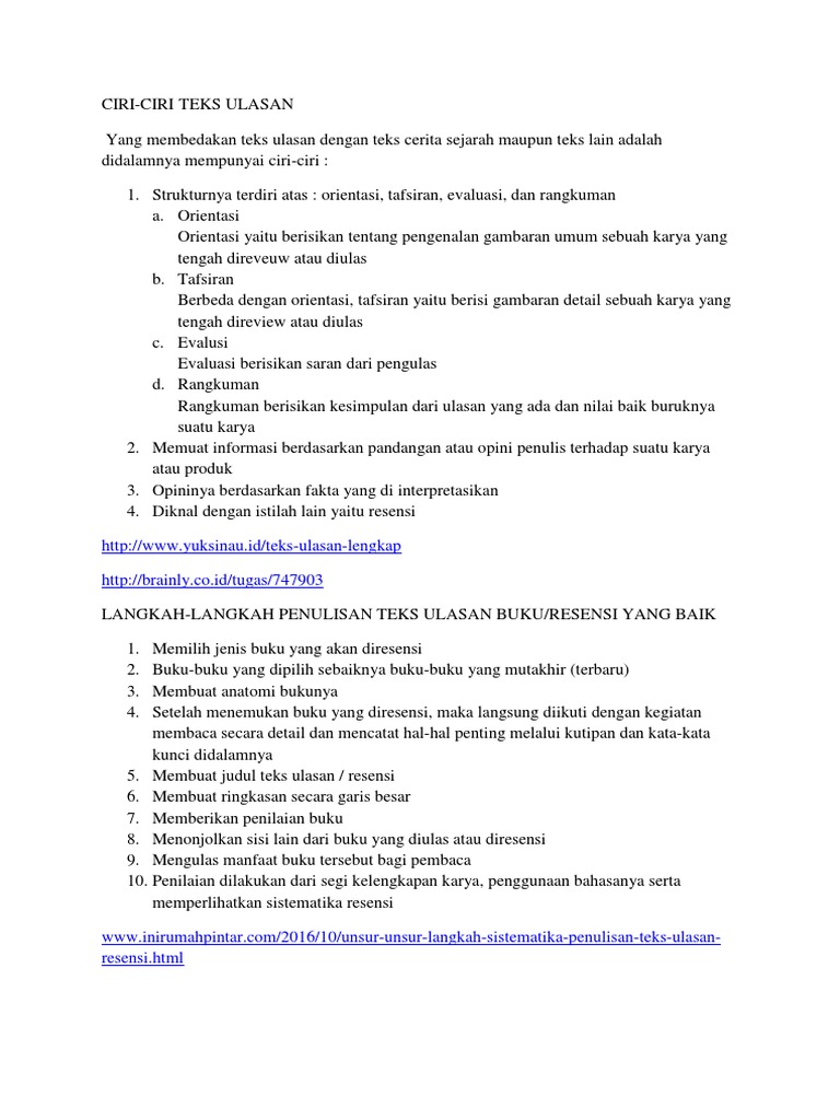 Ciri2 Dan Langkah Teks Ulasan Buku | PDF