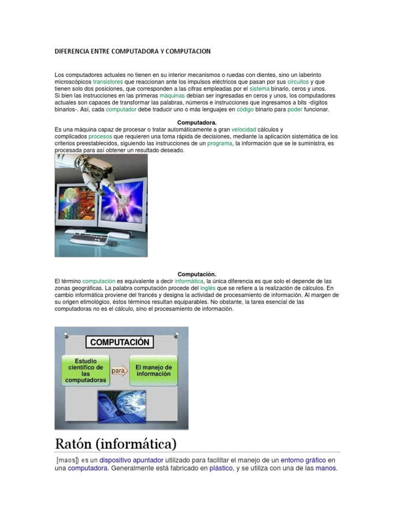 Diferencia Entre Computadora y Computacion | PDF | Teclado | Informática