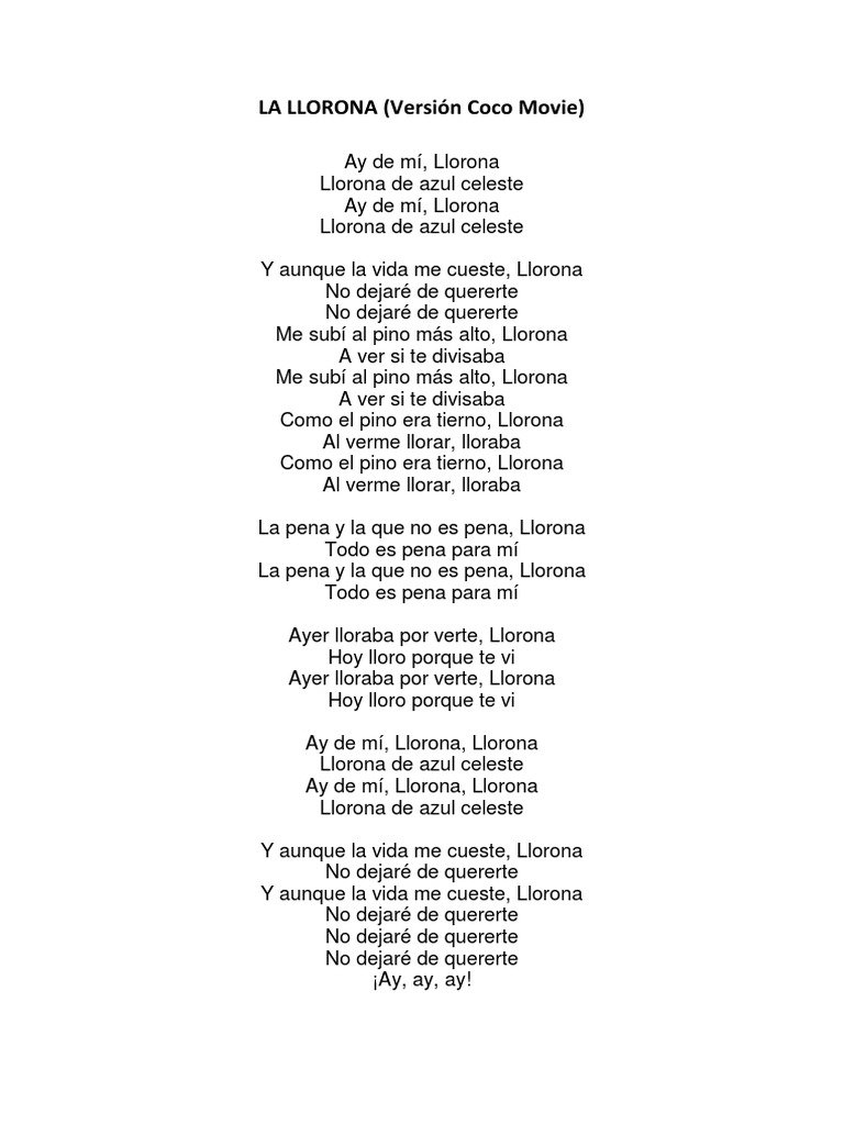 La Llorona (Coco) | PDF | Arte | Poesía