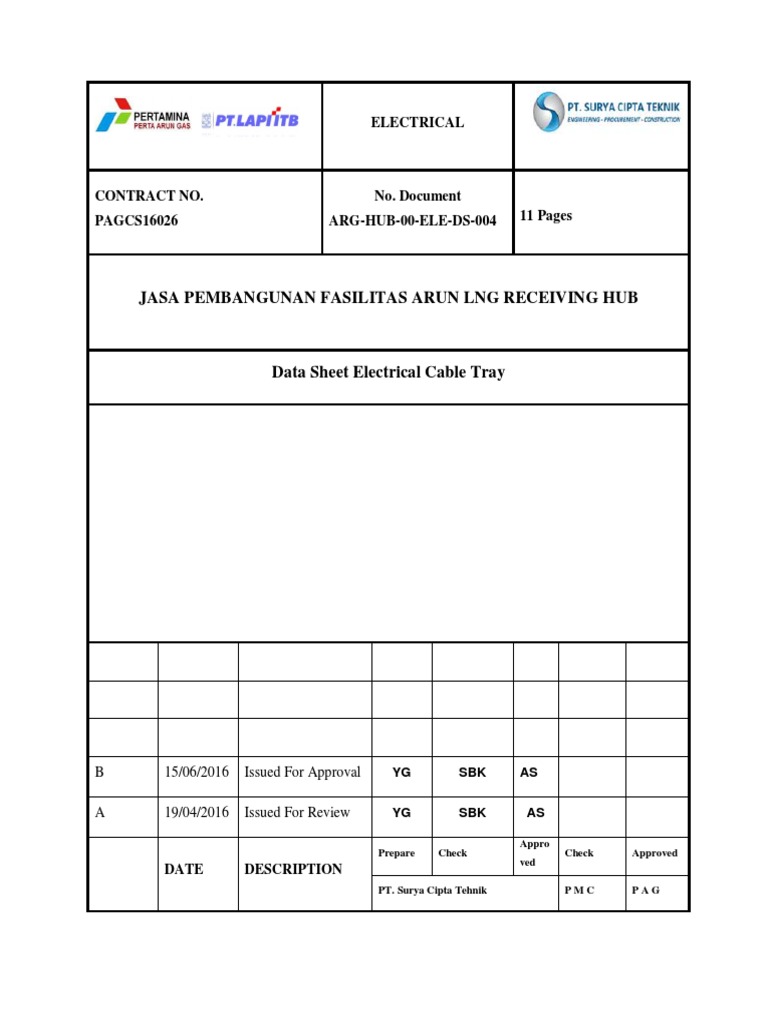 Contoh Data Sheet For Electrical Cable Tray Rev - B | PDF