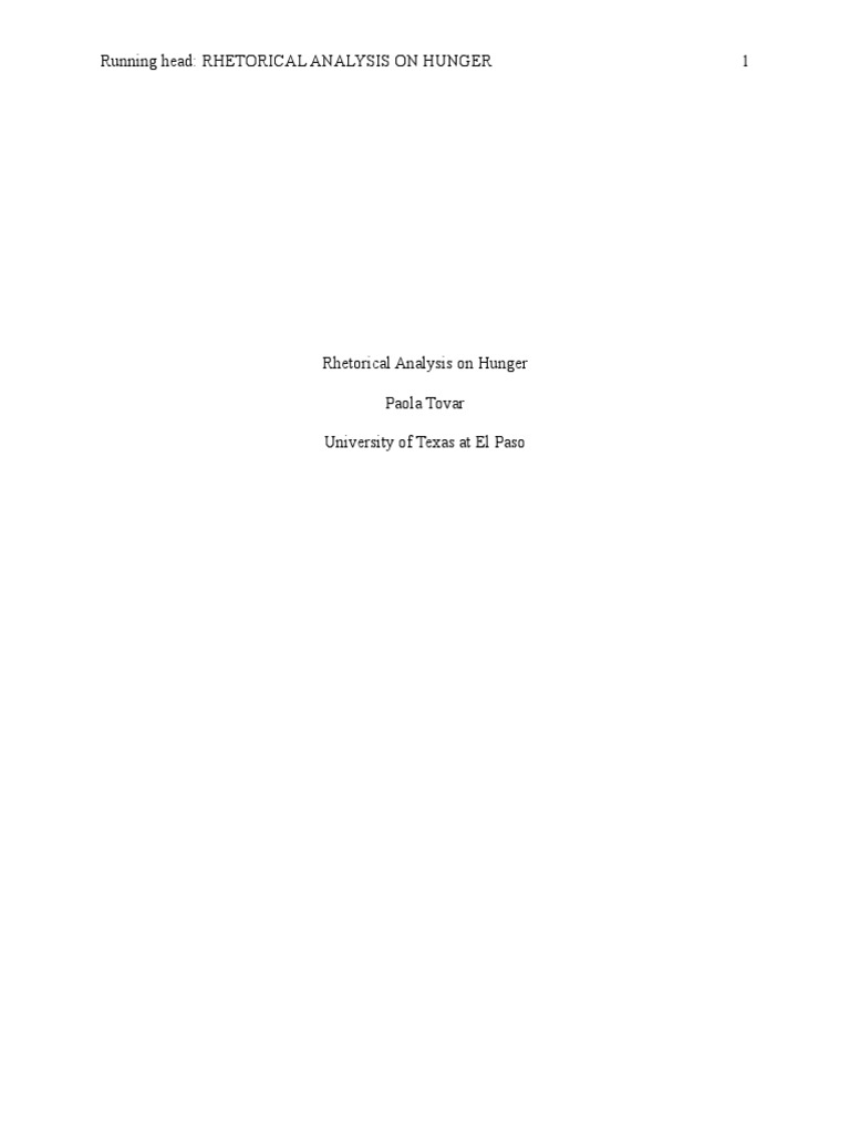 Rhetorical Analysis On Hunger | PDF | Hunger | Logos