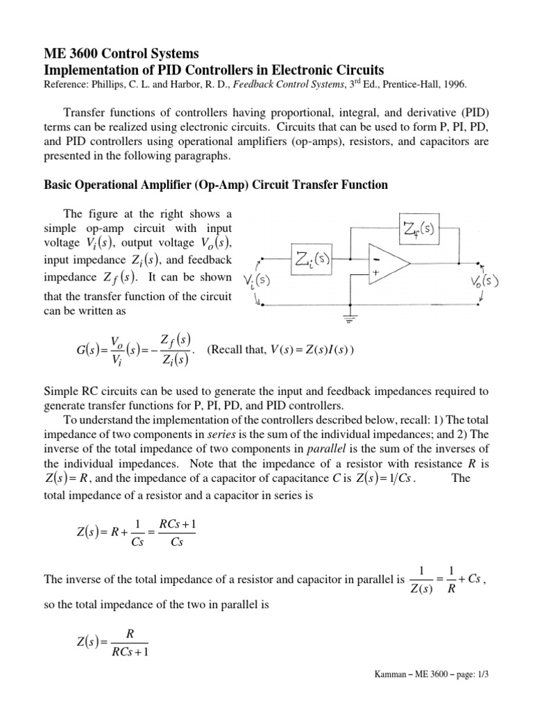 Me 360 Pid Implementation | PDF | Operational Amplifier | Electrical Impedance
