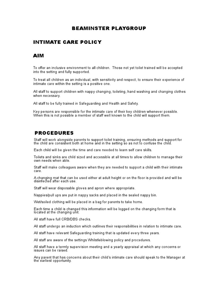 Intimate Care Policy | PDF