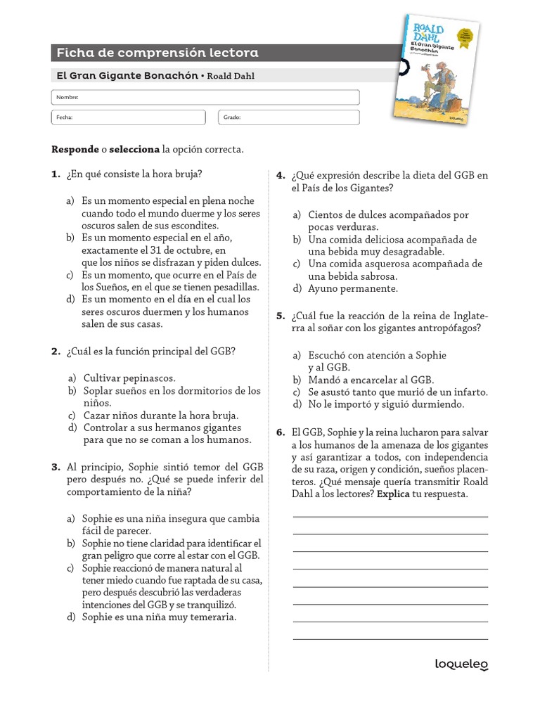 Comprensión lectora: El Gran Gigante Bonachón | PDF | Ocio