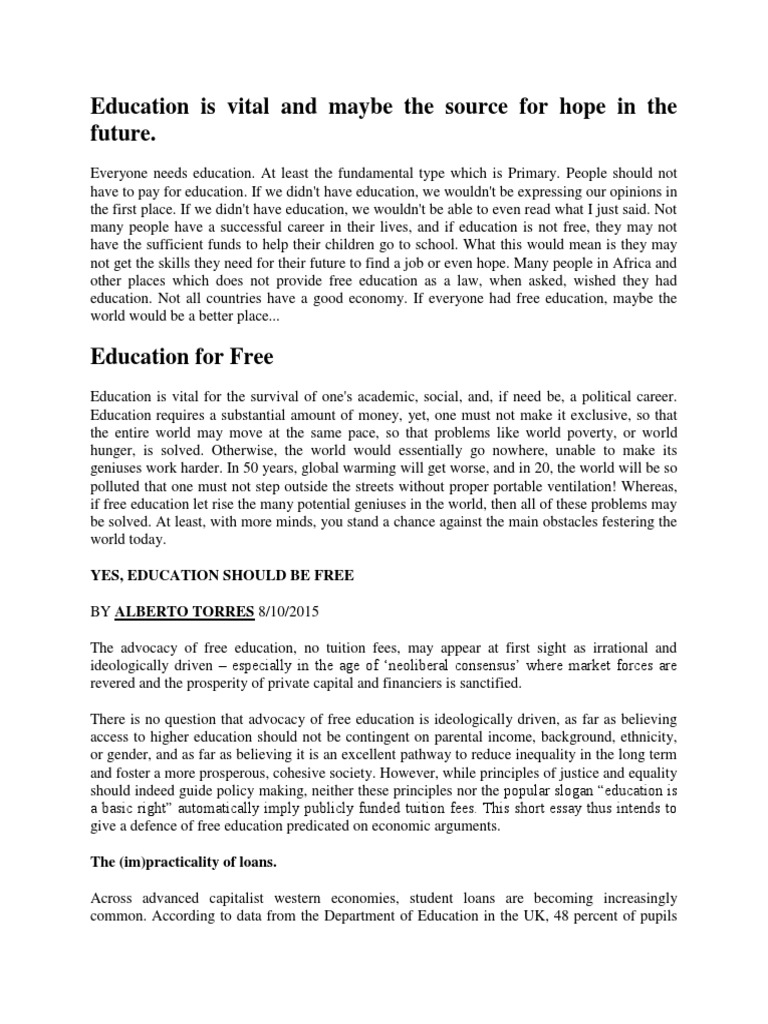 Education Should Be Free | PDF | Massive Open Online Course | Debt