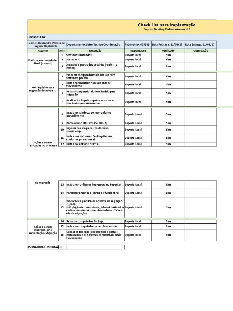 Check List | PDF | Windows 10 | Arquitetura de computadores