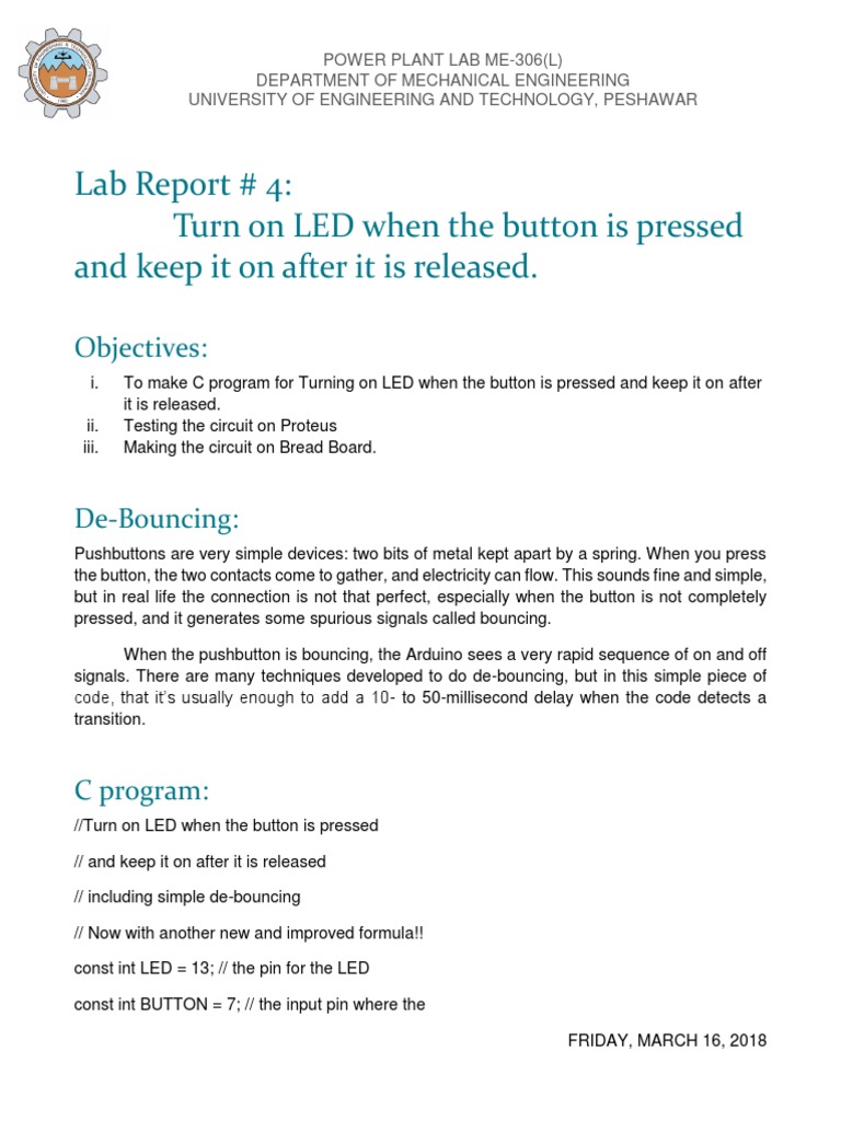 Lab # 4 Push Button Mechatronics | PDF | Engineering | Electrical ...