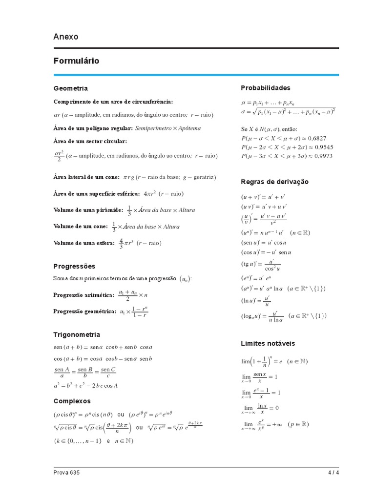 Formulario Iave 2018 Mat A | Ensino de Matemática | Geometria Euclidiana