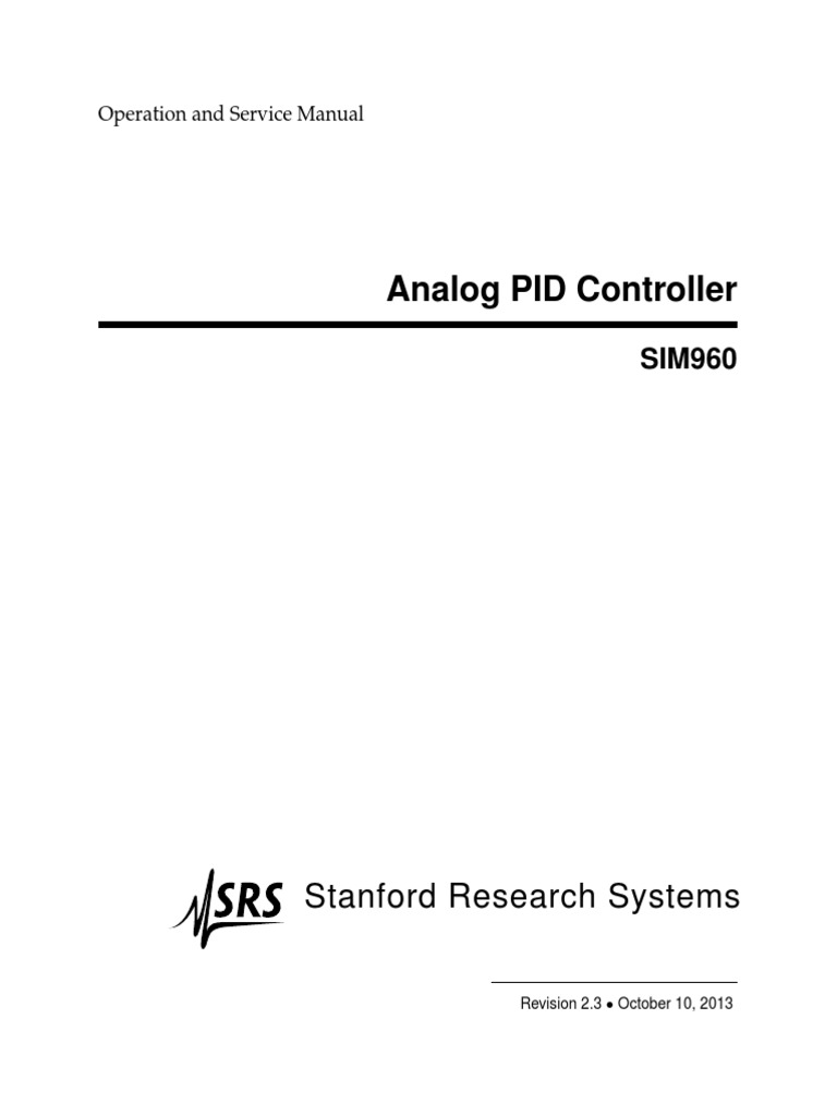 Analog PID Controller: Stanford Research Systems | PDF | Control Theory ...