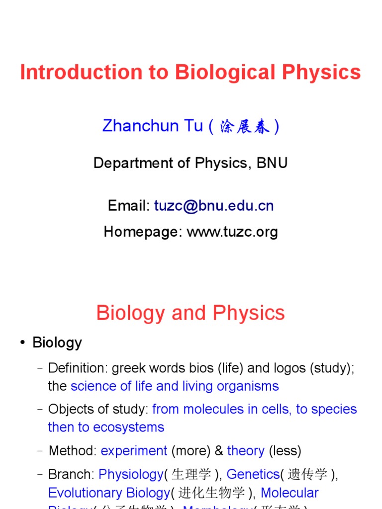 Introduction To Biophysics | PDF | Biophysics | Physics