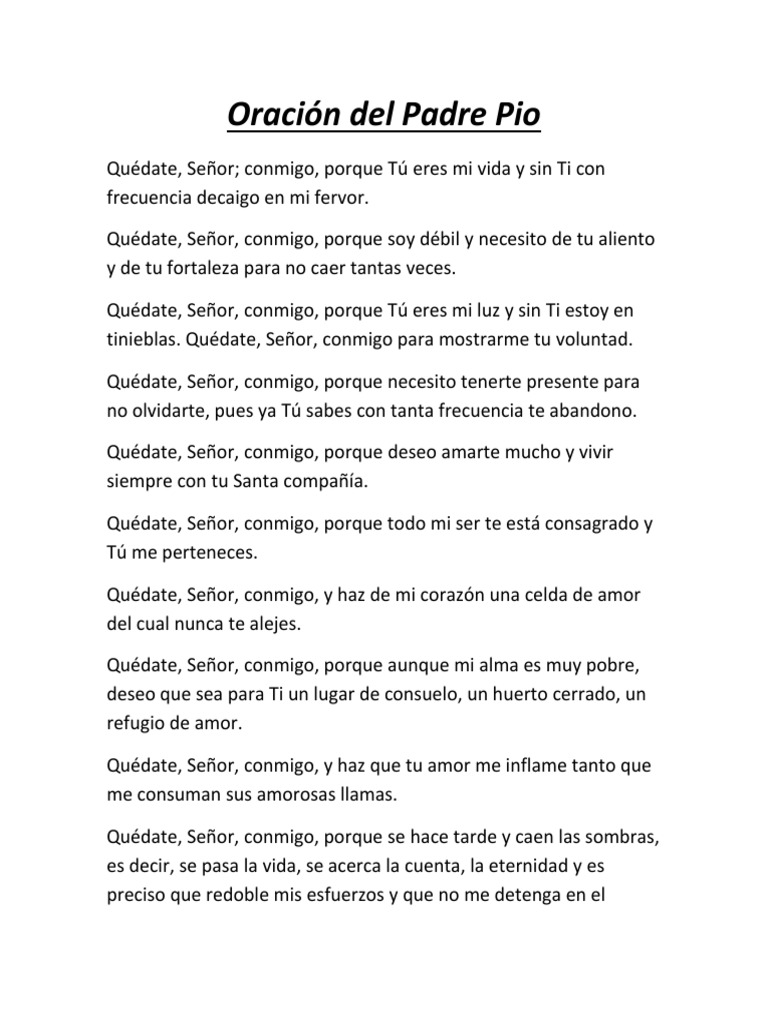 Oración Del Padre Pio | PDF