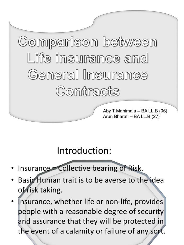 Comparison Between Life Insurance and General Insurance | PDF | Life ...