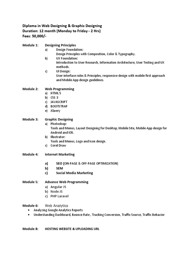 Diploma in Web Designing | PDF | Web Design | International Financial ...