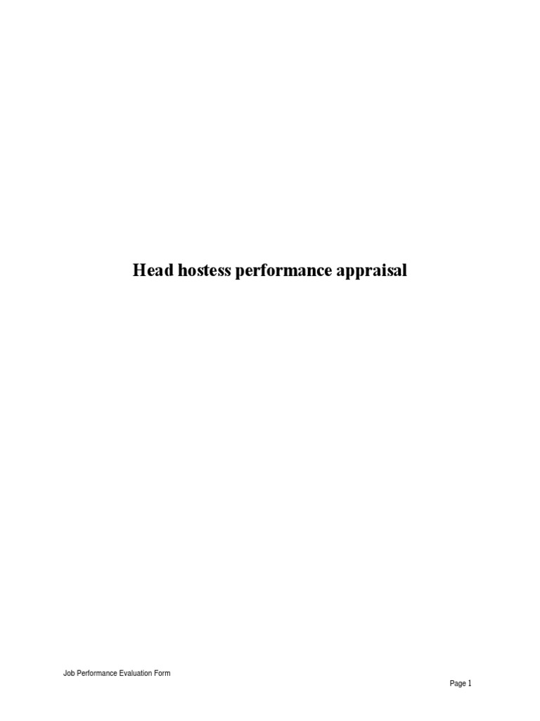 Head Hostess Performance Appraisal Guide | PDF | Performance Appraisal ...
