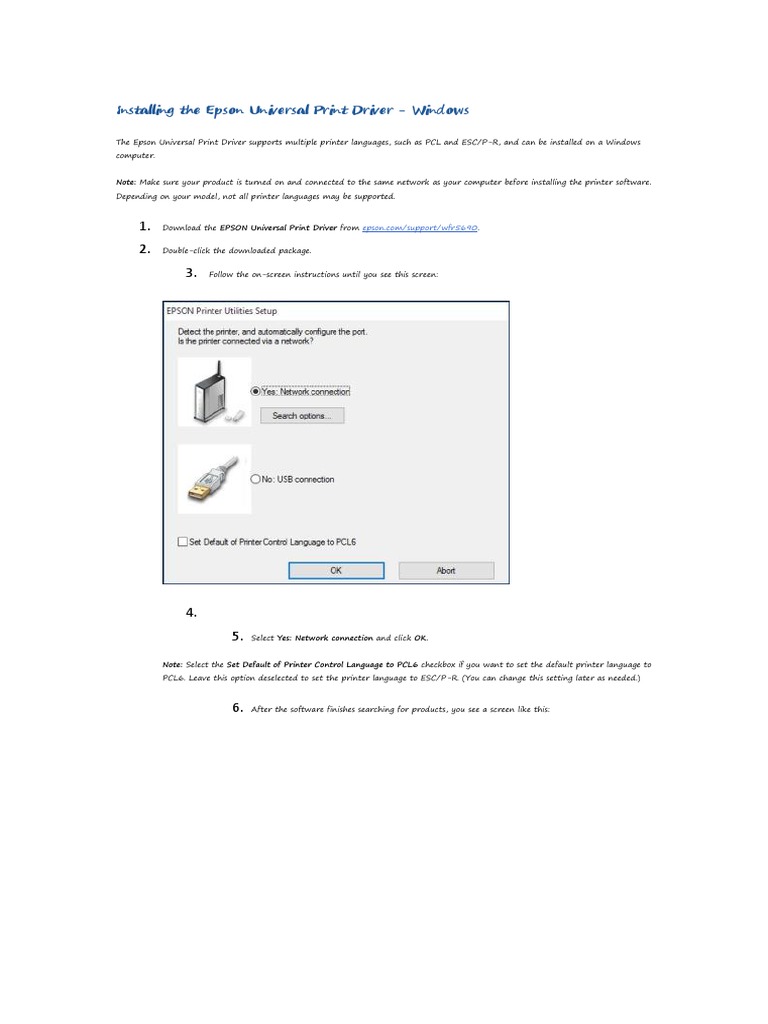 Installing The Epson Universal Print Driver | PDF
