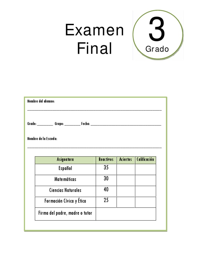 3er Grado - Examen Final (2017-2018) | PDF | Violencia | Alimentos
