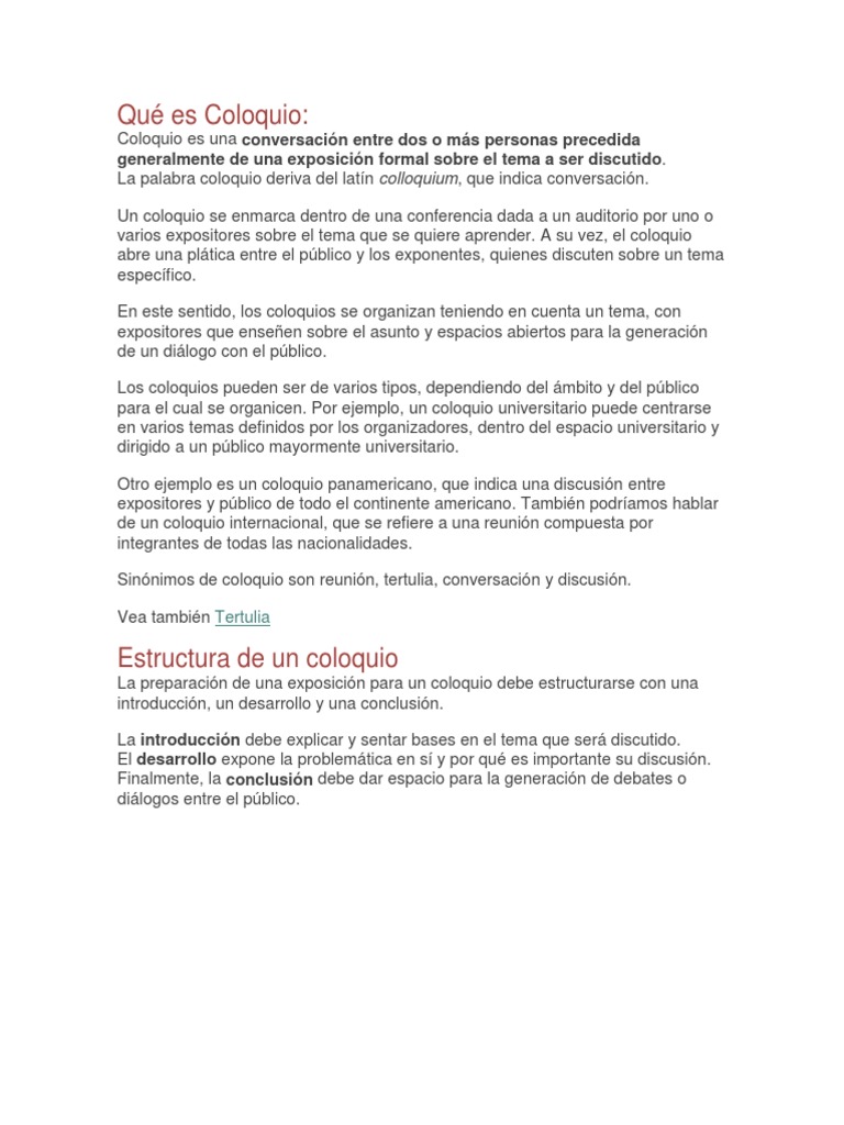 Qué Es Coloquio | PDF