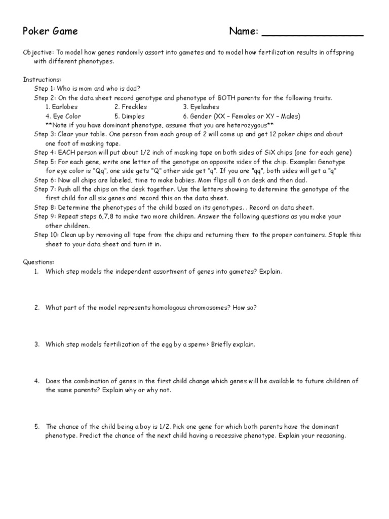Poker Game | PDF | Genotype | Genetics