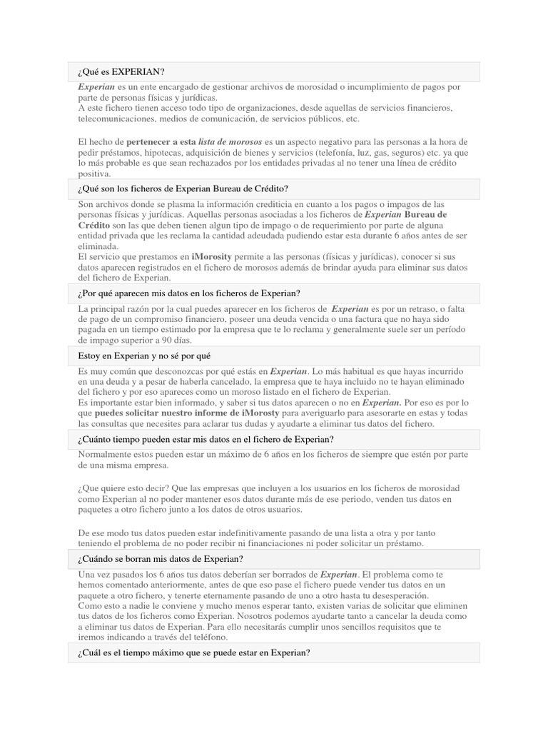 Qué Es Experian | PDF | Hipoteca Comercial | Finanzas y dinero