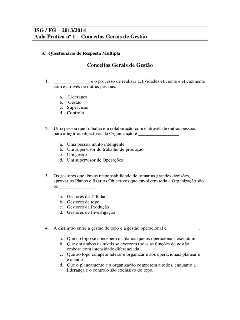 2013 2014 FG ISG P1 Conceitos Gerais Gestao | PDF | Evolução | Planejamento