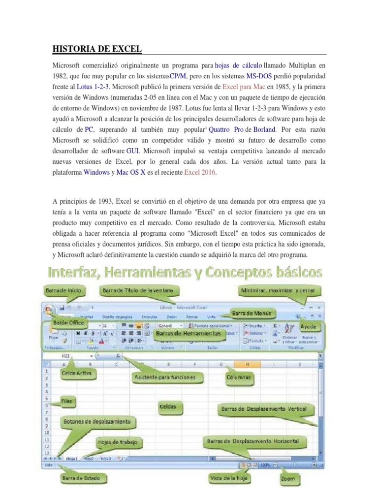 Evolución y Funciones de Excel | PDF | Microsoft Excel | Introducciones ...
