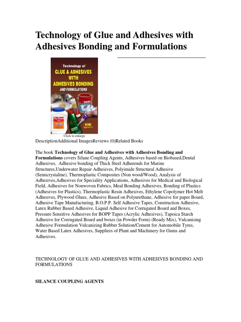 Adhesives and Glues Technology Book | PDF | Adhesive | Composite Material