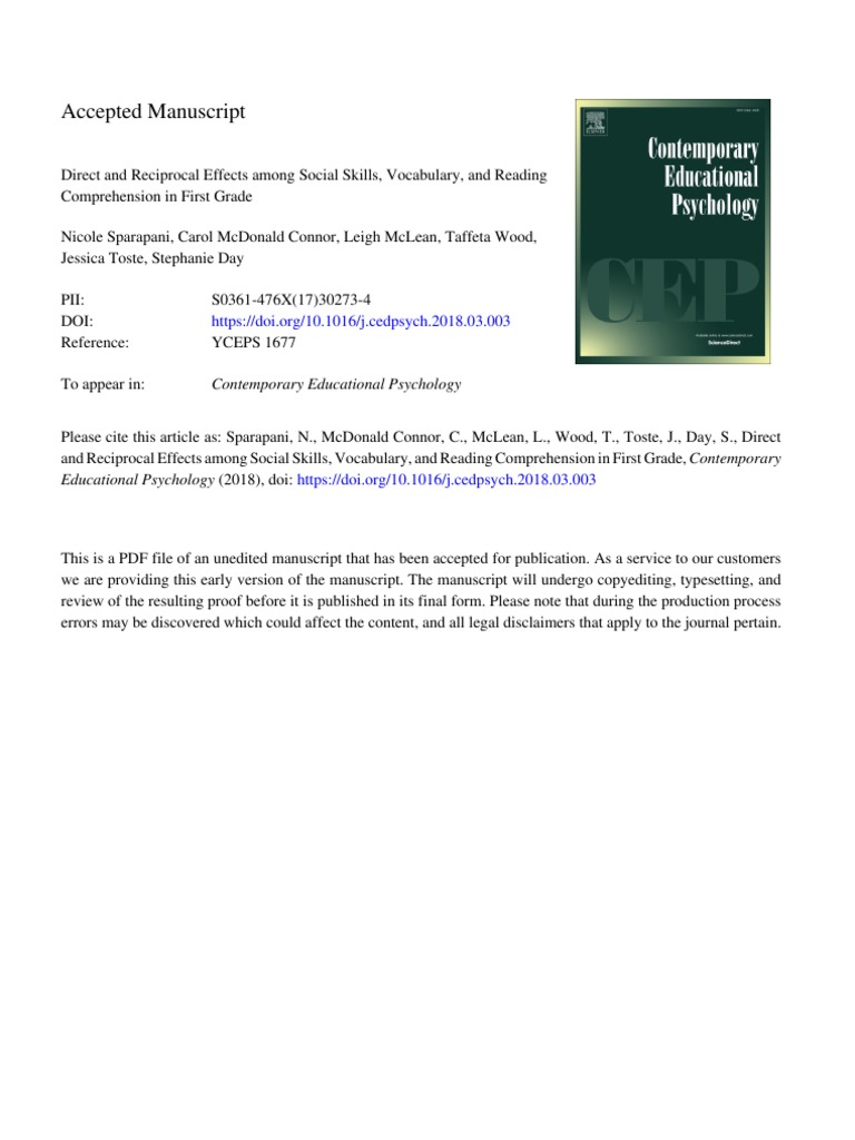 Accepted Manuscript: Contemporary Educational Psychology | PDF ...