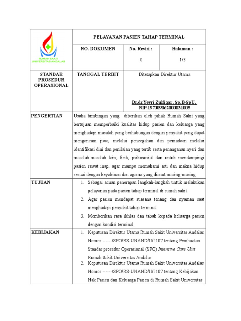 Spo Pelayanan Pasien Tahap Terminal | PDF