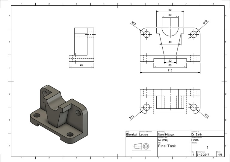 Electrical Engineering Technical Drawing - Final Task Diagram | PDF