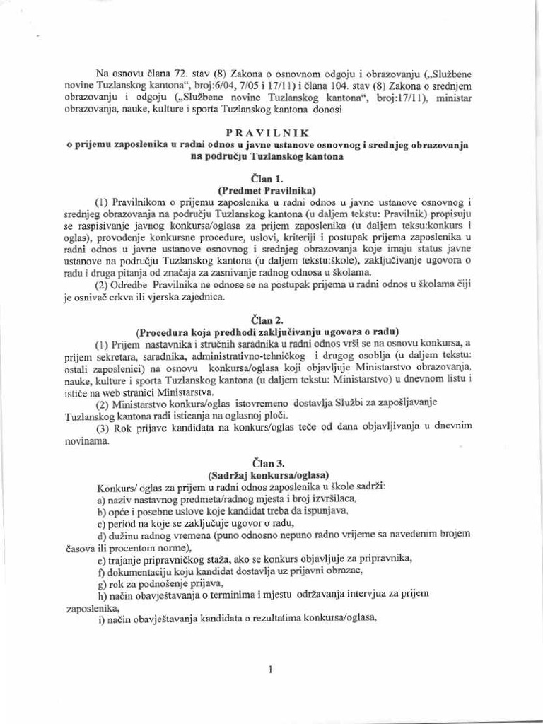 Pravilnik o Prijemu PDF | PDF